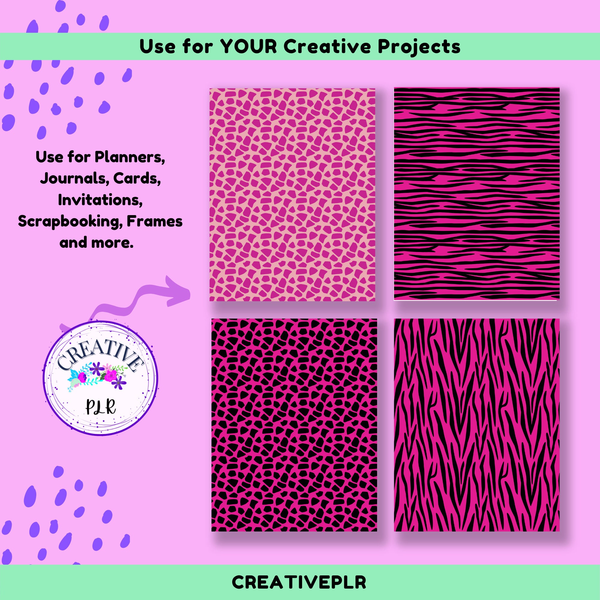 Pink Animal Prints Digital Paper Pack 20 High Quality Colorful ...