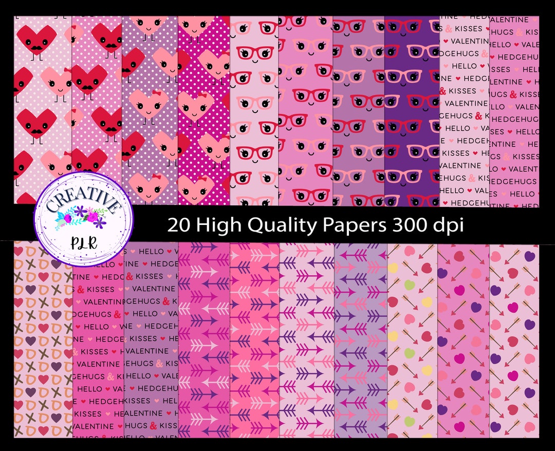 Hugs and Kisses Paper Pack 20 High Quality Backgrounds Commercial Use ...