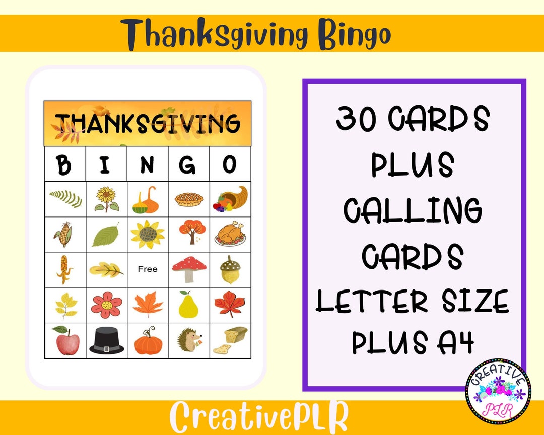Thanksgiving Bingo Cards | 30 Picture Bingo Cards| Thanksgiving Game ...