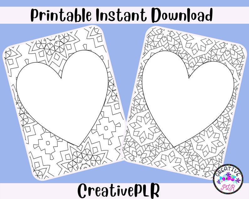 Heart Frame Coloring Pages 10 Printable Coloring Pages | Etsy