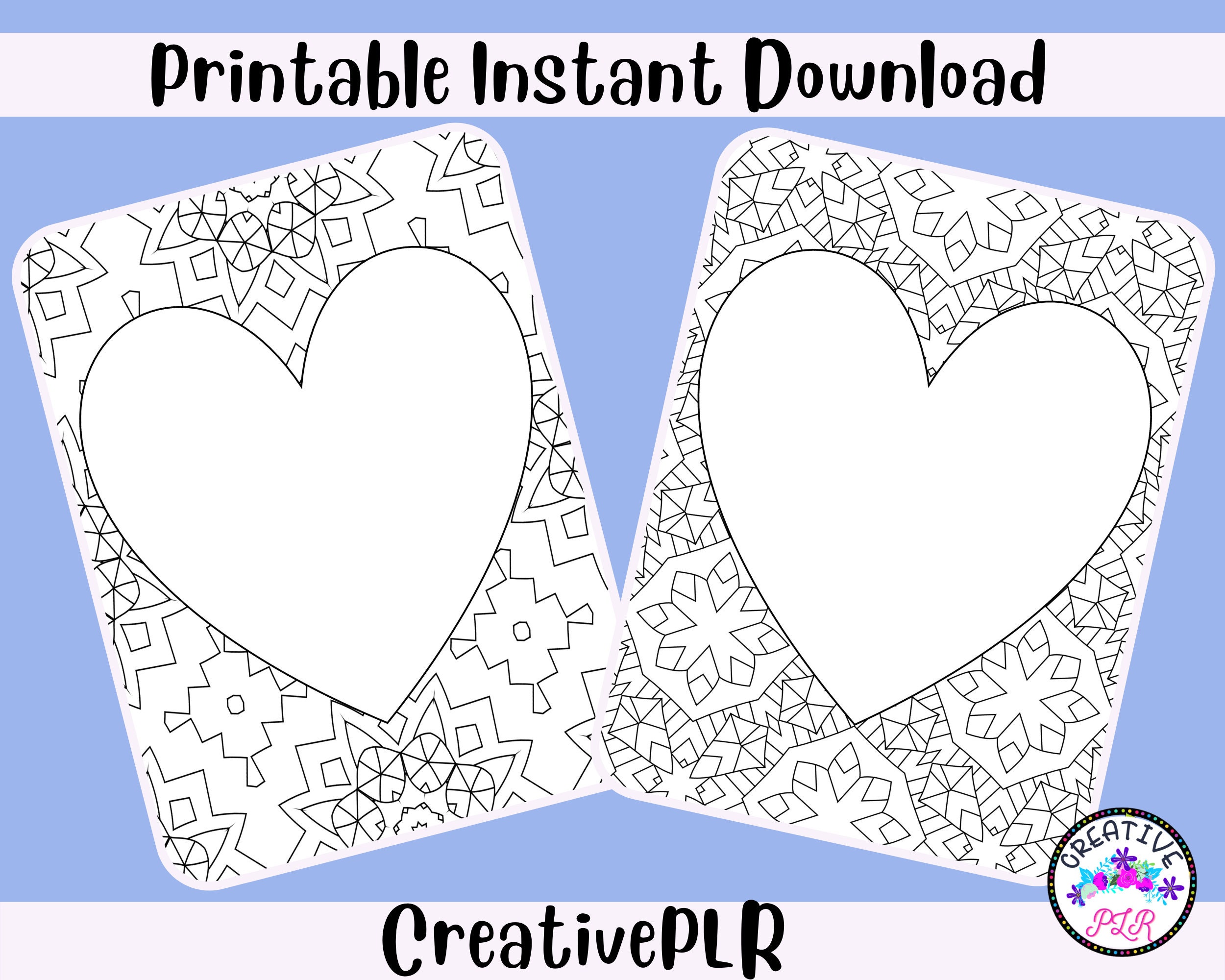 Heart Frame Coloring Pages 10 Printable Coloring Pages Instant Download ...