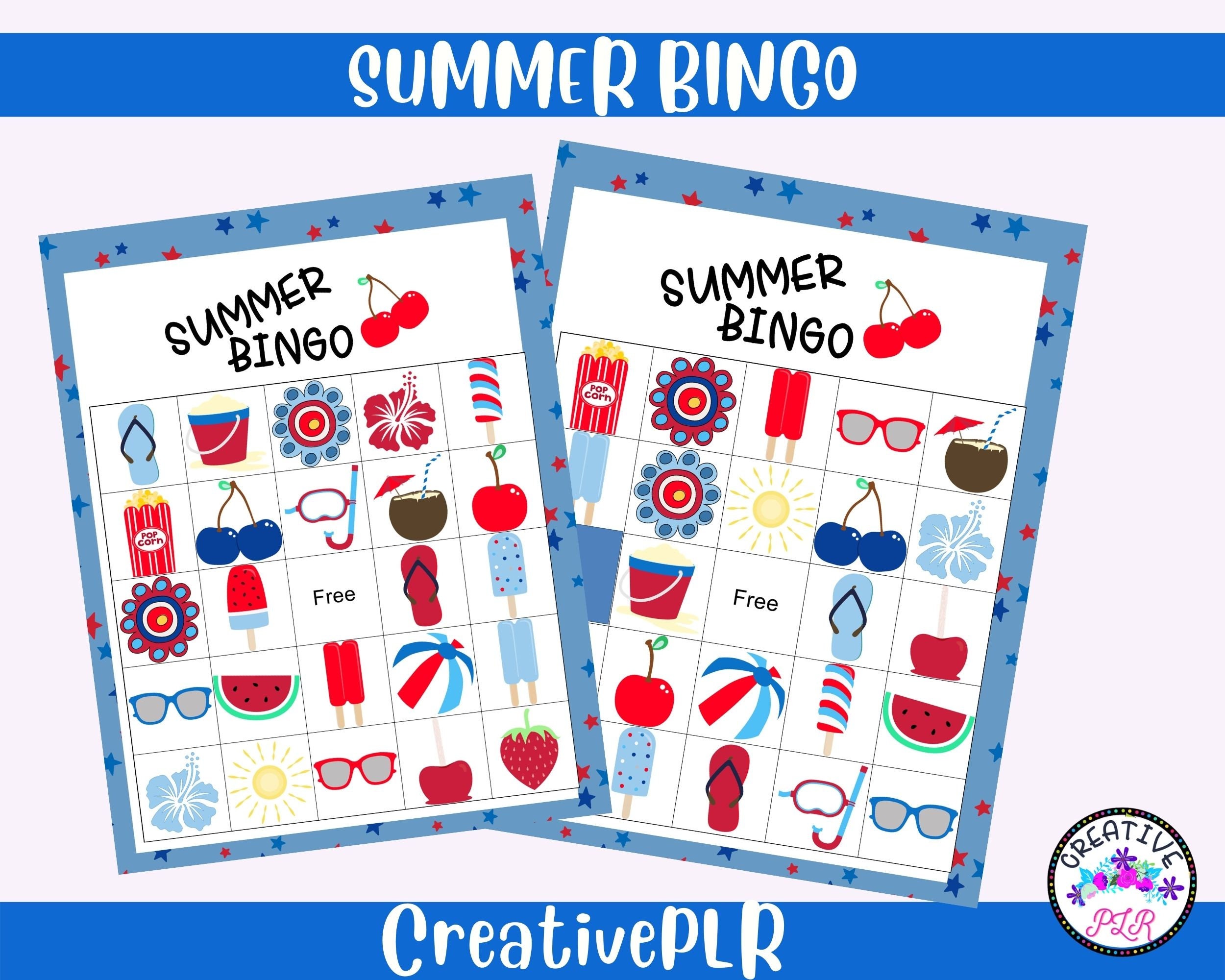 Summer Bingo Cards | 30 Picture Bingo Cards| - Etsy