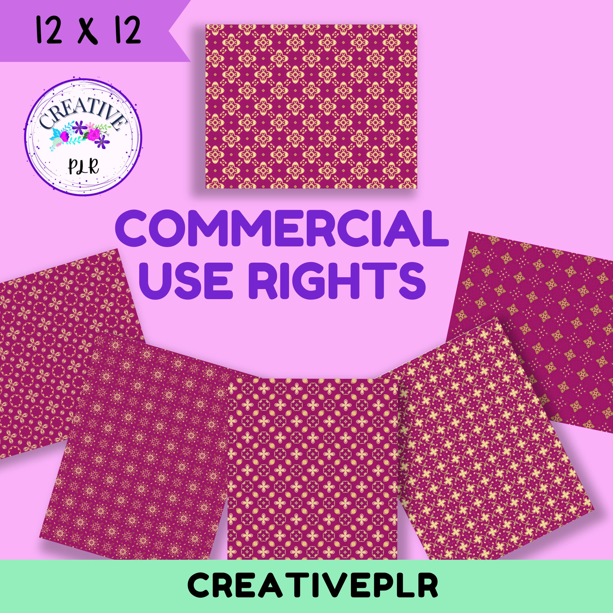 Magenta and Gold Prints Digital Paper Pack |20 High Quality Backgrounds ...