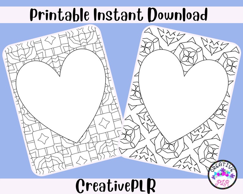 Heart Frame Coloring Pages 10 Printable Coloring Pages | Etsy
