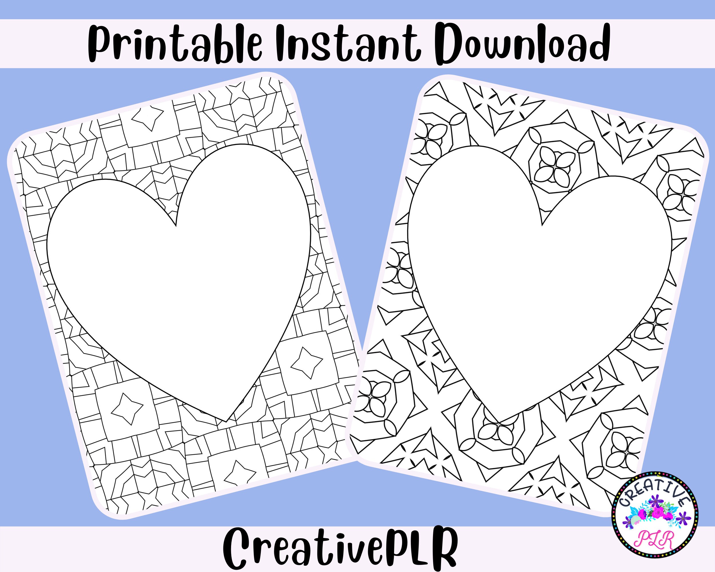 Heart Frame Coloring Pages 10 Printable Coloring Pages Instant Download ...
