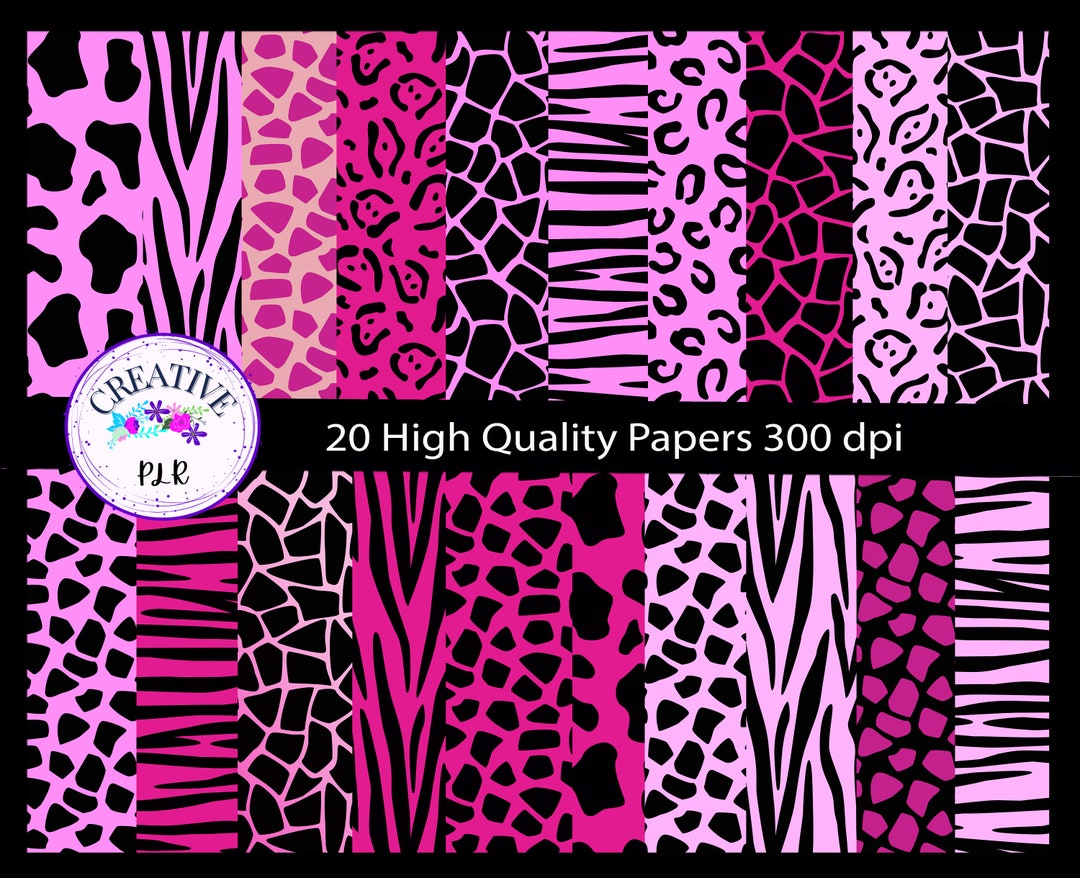 Pink Animal Prints Digital Paper Pack |20 High Quality Colorful ...