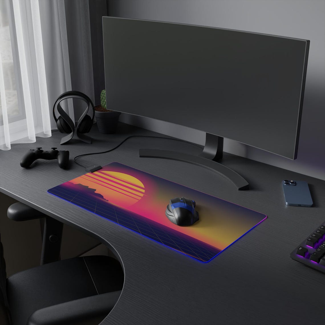 LED Gaming Mouse Pad Cyberpunk 3 PC Mouse Mat, RGB Light up Desk Mat ...