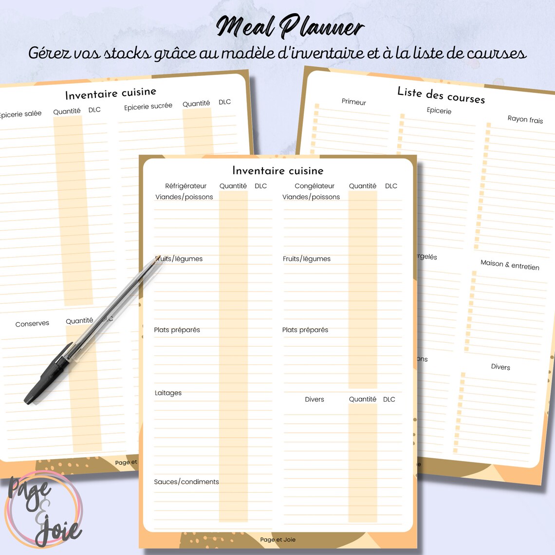 Meal planner à imprimer en français fiches pour planification des menus ...