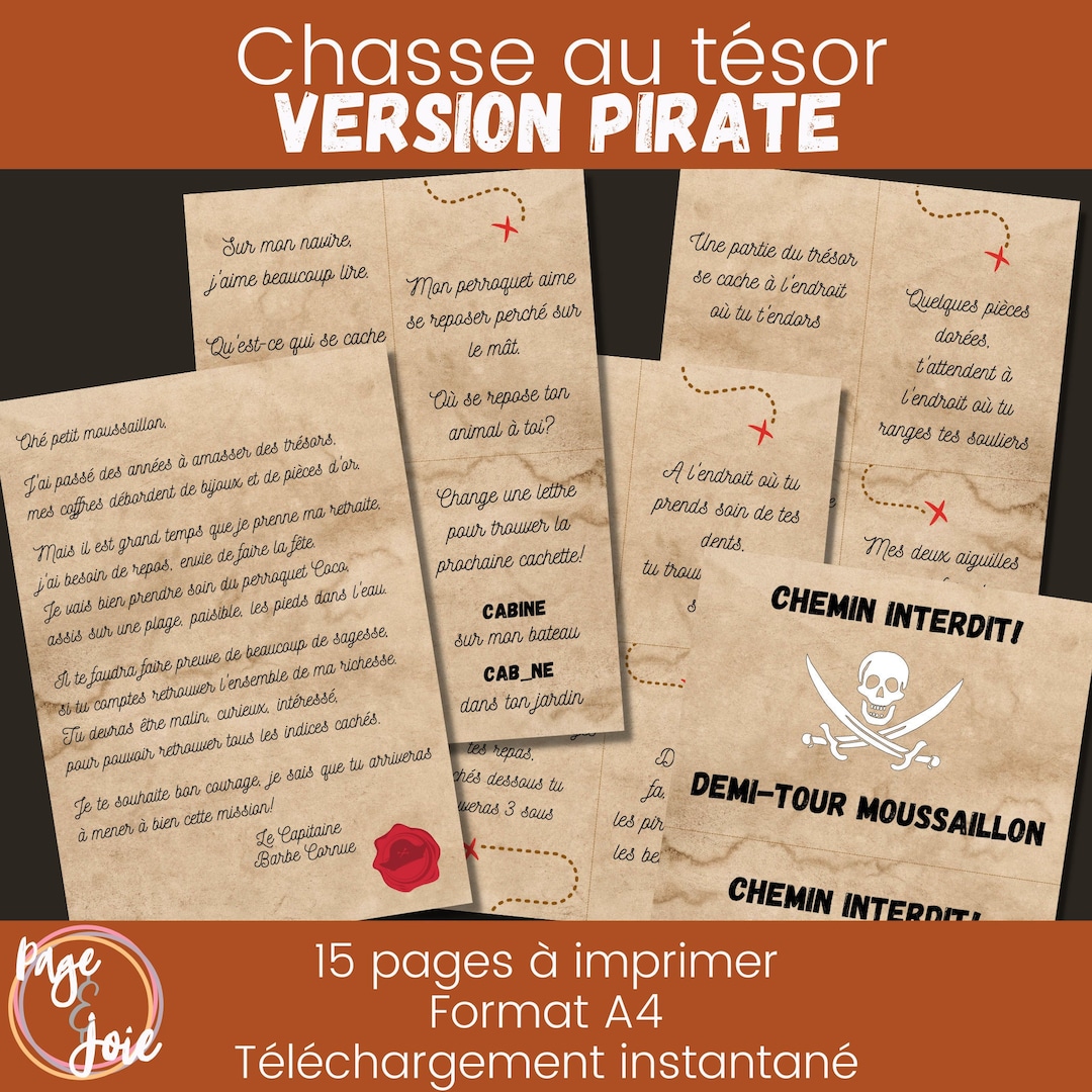 Treasure Hunt Kit to Print in French Pirate Theme Instant - Etsy
