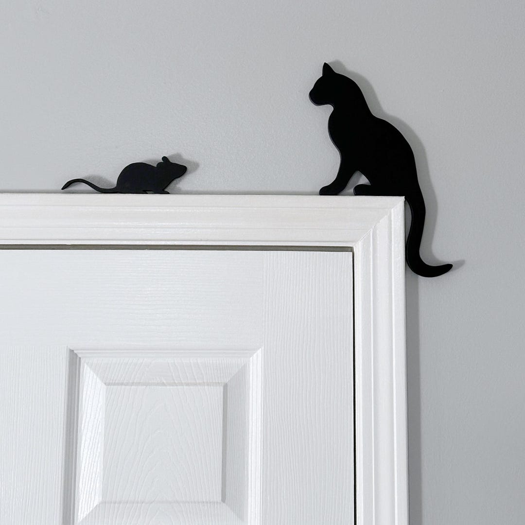 Handmade Cat and Mouse Door Toppers: Fun Wood Wall Decor - Etsy