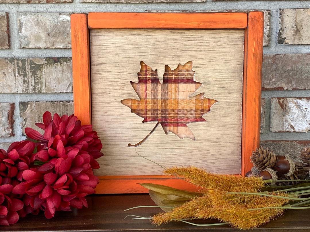 Fall Leaf Wood Sign Small Farmhouse Sign Rustic Sign Shelf - Etsy