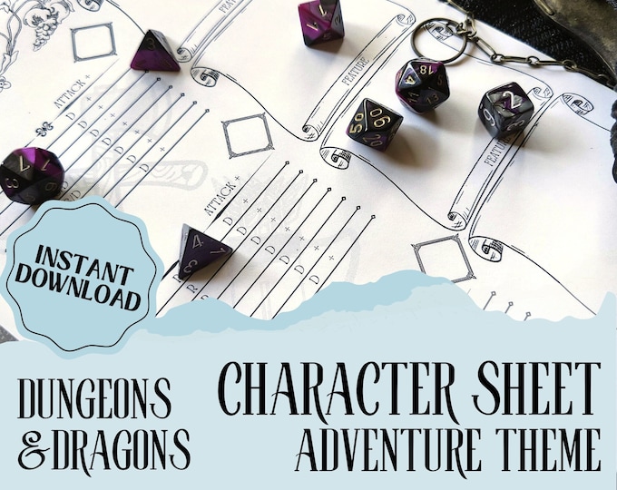 Dnd Player Character Sheet & Notes Bundle Pack Adventure Theme Dnd ...