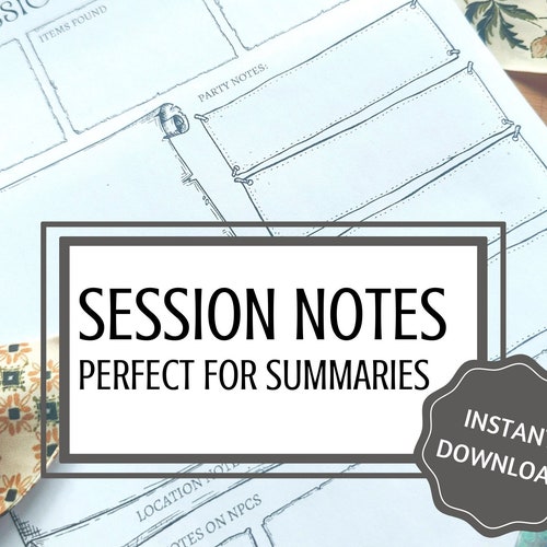 Dnd Session Notes Perfect for Session Summaries Adventure - Etsy