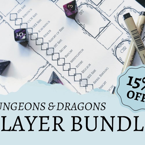 Dnd Player Character Sheet & Notes Bundle Pack Adventure - Etsy