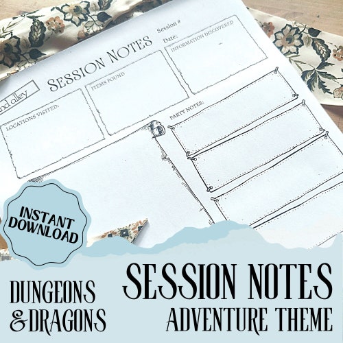 Dnd Session Notes Perfect for Session Summaries Adventure - Etsy
