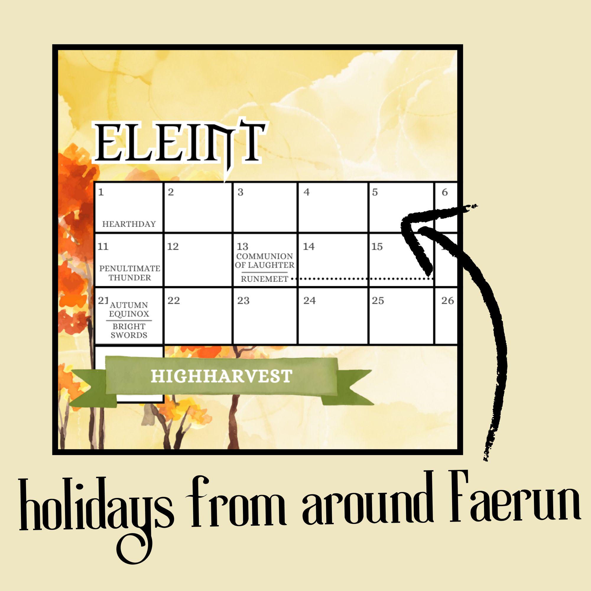 D&D Calendar | the Harptos Calendar of Faerun - Etsy