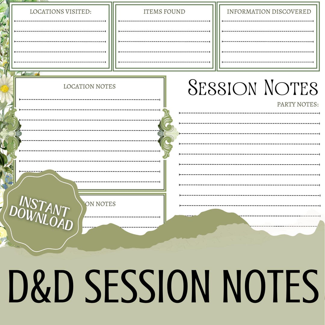 Dnd Session Notes | Perfect for Session Summaries! | Cottagecore ...