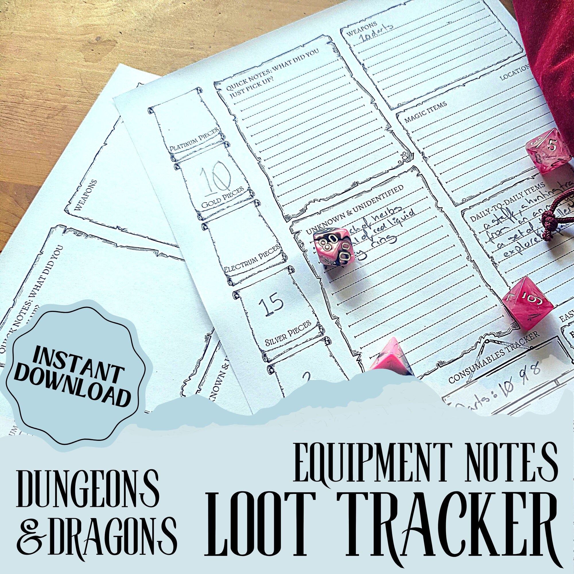 Dnd Loot Tracker Adventure Theme Campaign Notes Inventory, Items ...
