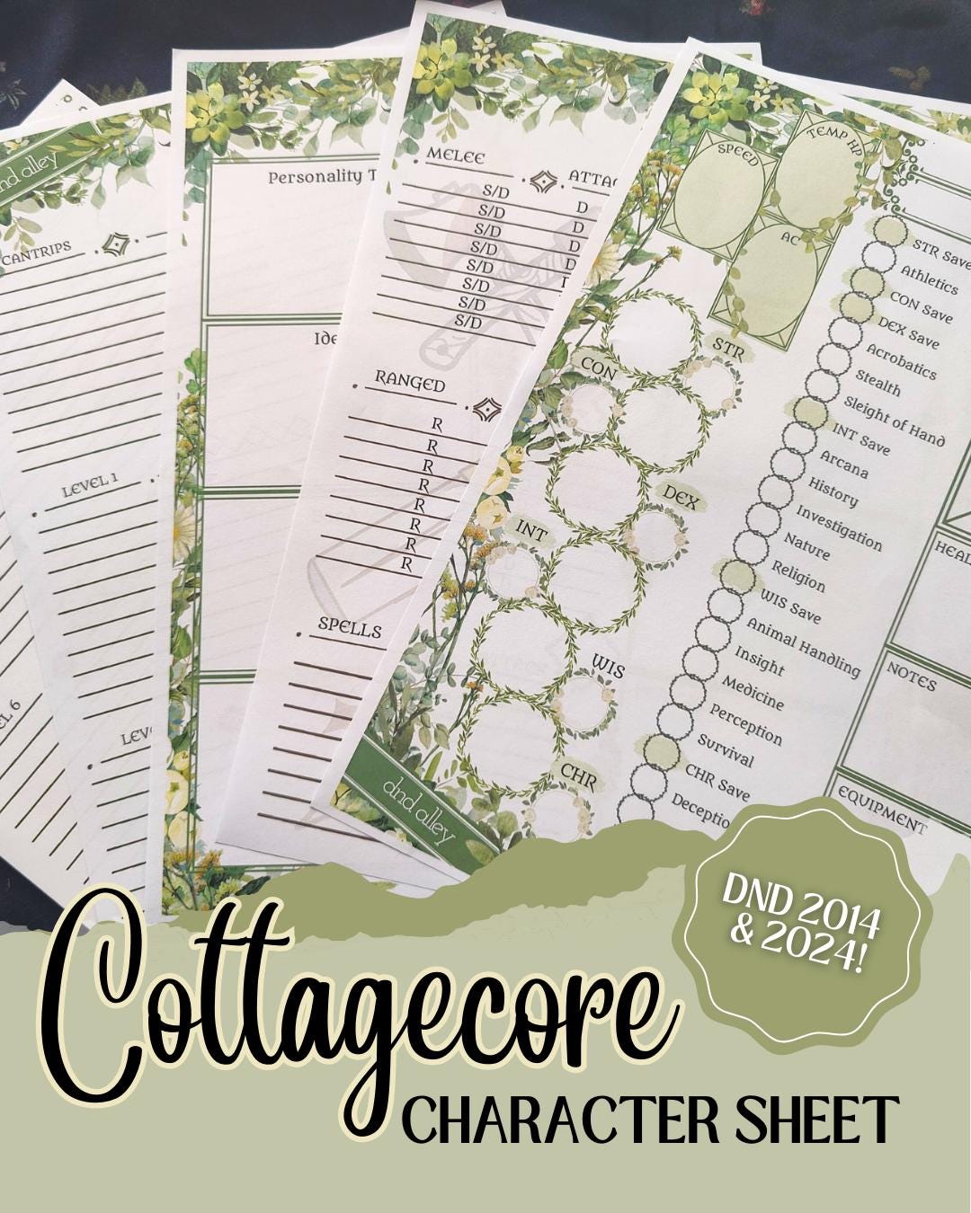 Cottagecore Dnd Character Sheet | Floral Dungeons and Dragons (digital ...