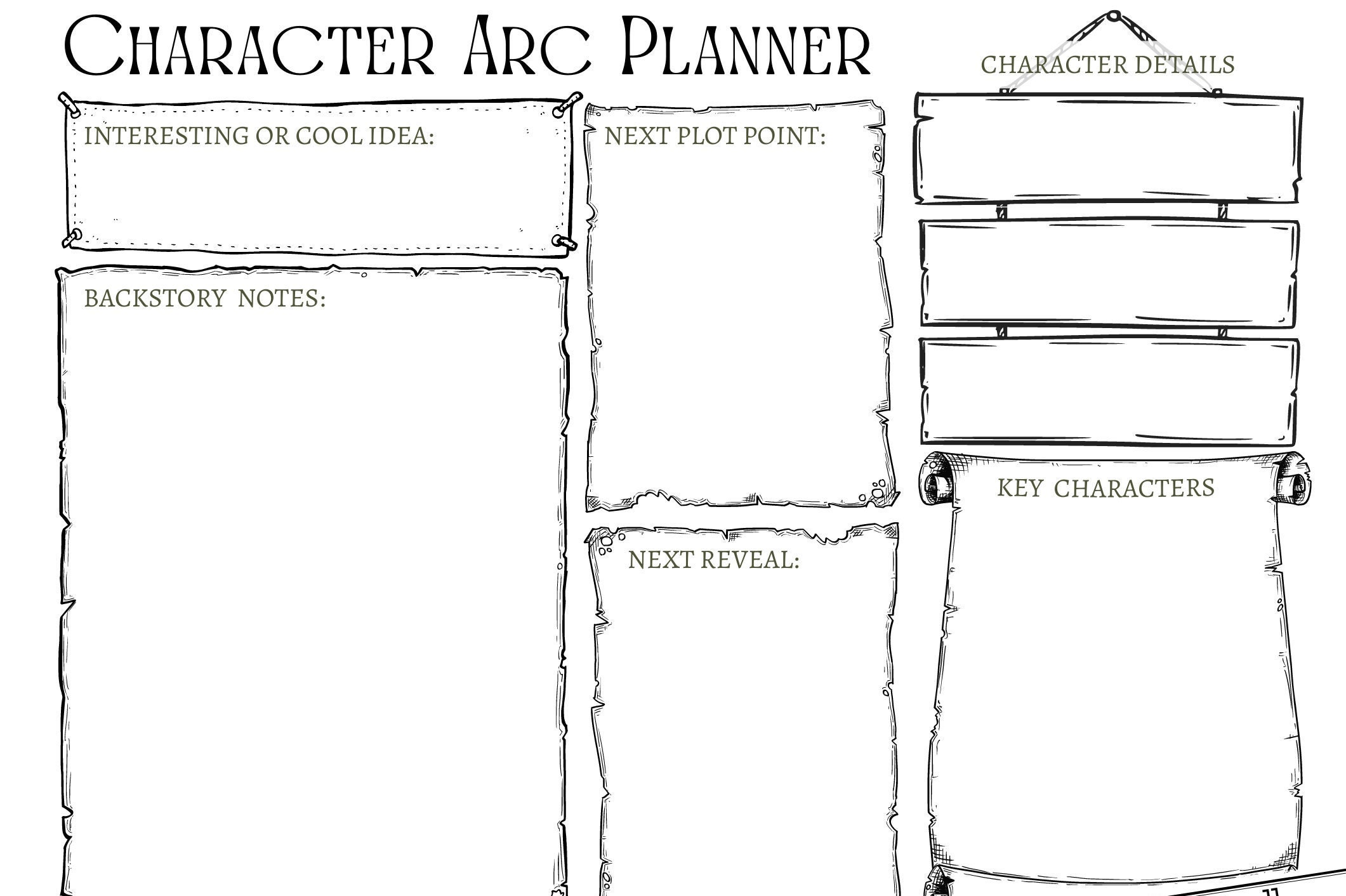Character Arc Planner for D&D and Other Rpgs Adventure | Etsy