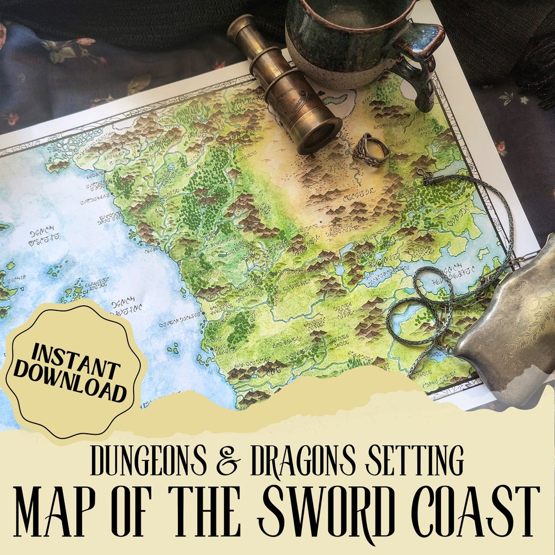Map of the Sword Coast in Faerûn | Dnd Map | GM Tools - Etsy