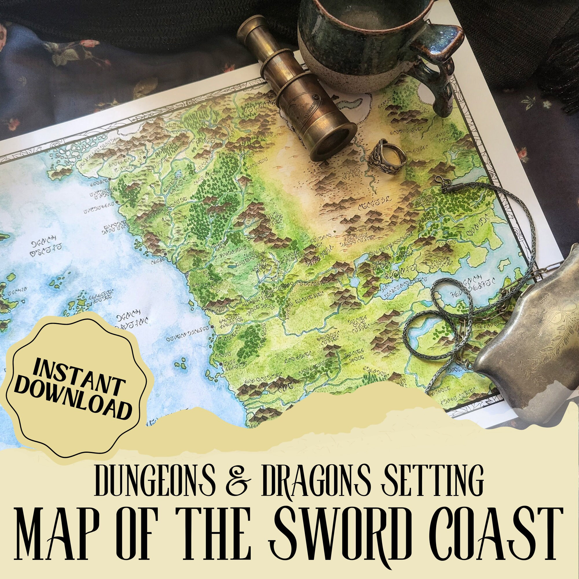 Map of the Sword Coast in Faerûn | Dnd Map | GM Tools - Etsy