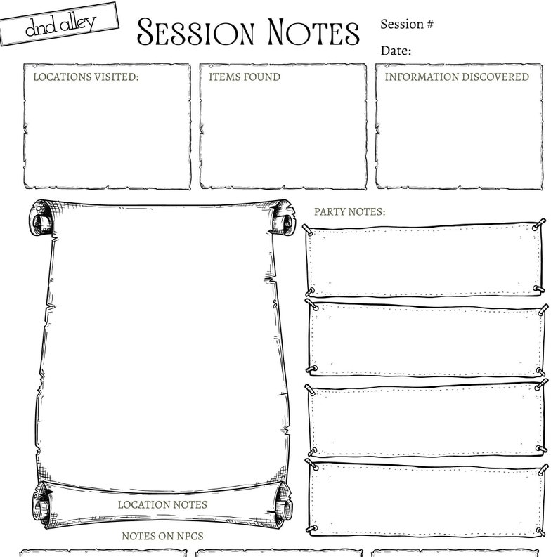 Dnd Session Notes Perfect For Session Summaries Adventure Etsy