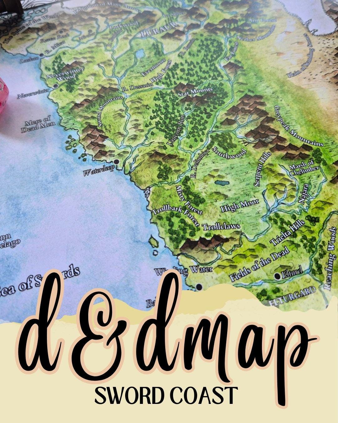 Map of the Sword Coast in Faerûn | Dnd Map | GM Tools - Etsy