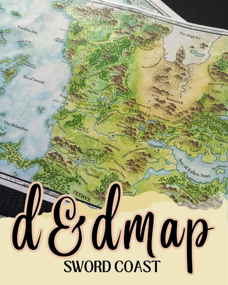 Map of the Sword Coast in Faerûn | Dnd Map | GM Tools - Etsy Australia
