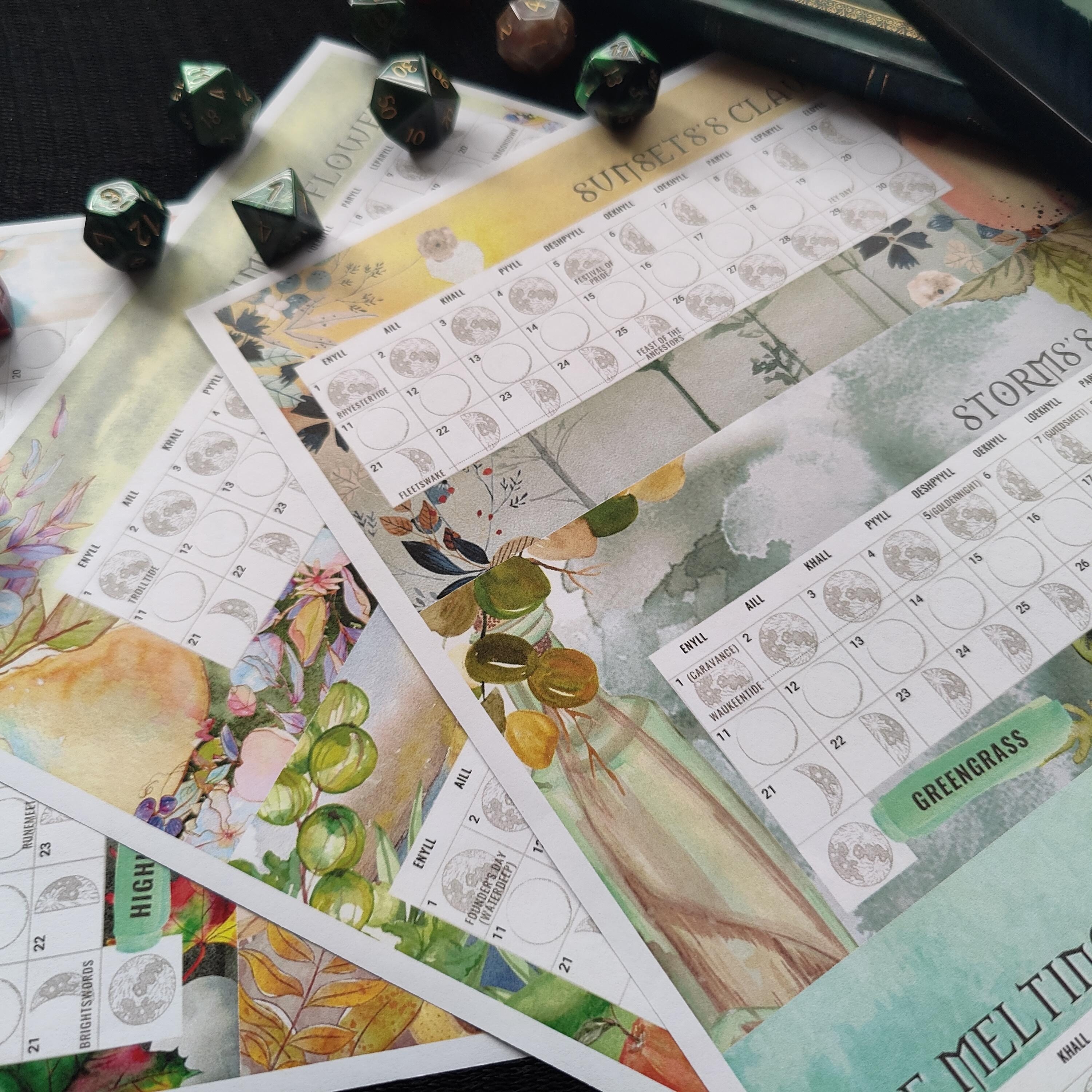 Dnd Calendar for Faerun forgotten Realms, Toril, Sword Coast Lunar ...