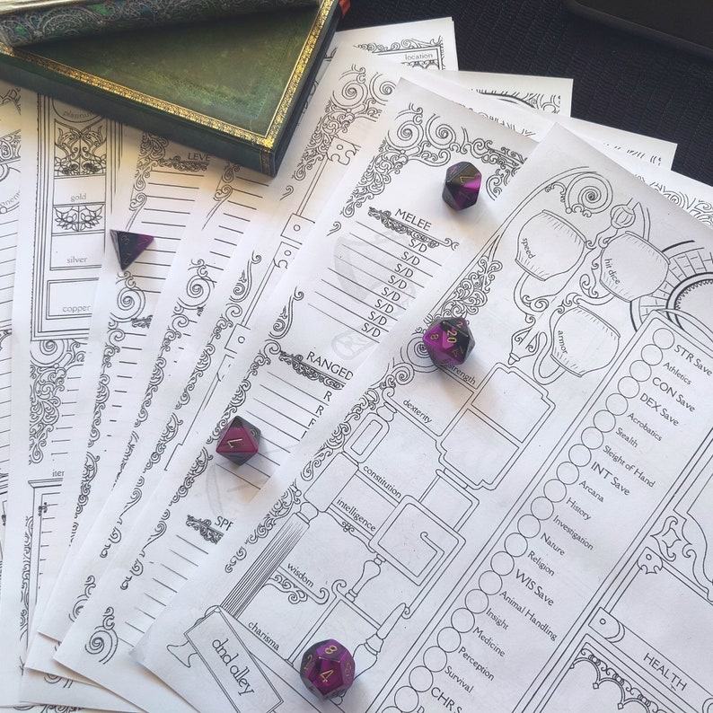 Dnd Character Sheet & Notes Bundle Pack | Magic Academy Theme | Dnd ...