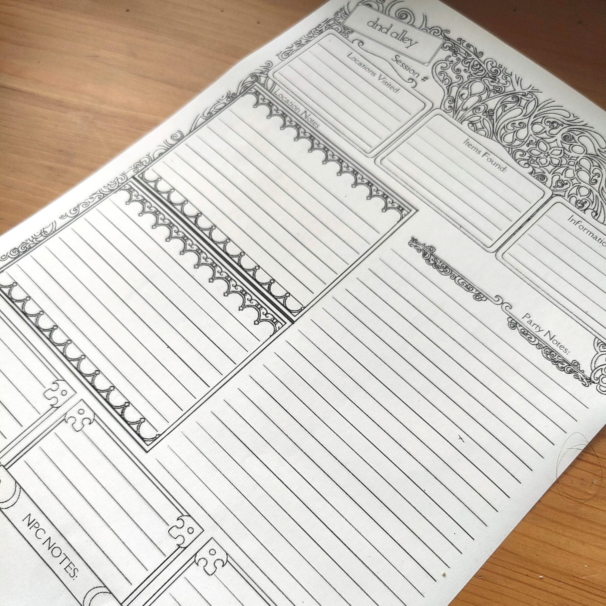Dnd Session Notes | B&W Design (digital Download) - Etsy