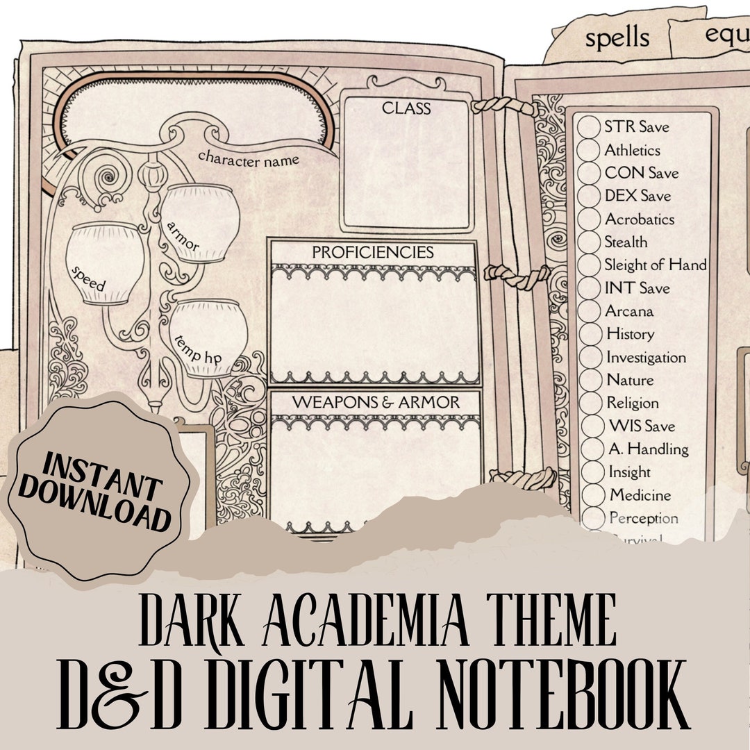 Digital Character Sheet | Goodnotes & Notability | Dnd Resources ...
