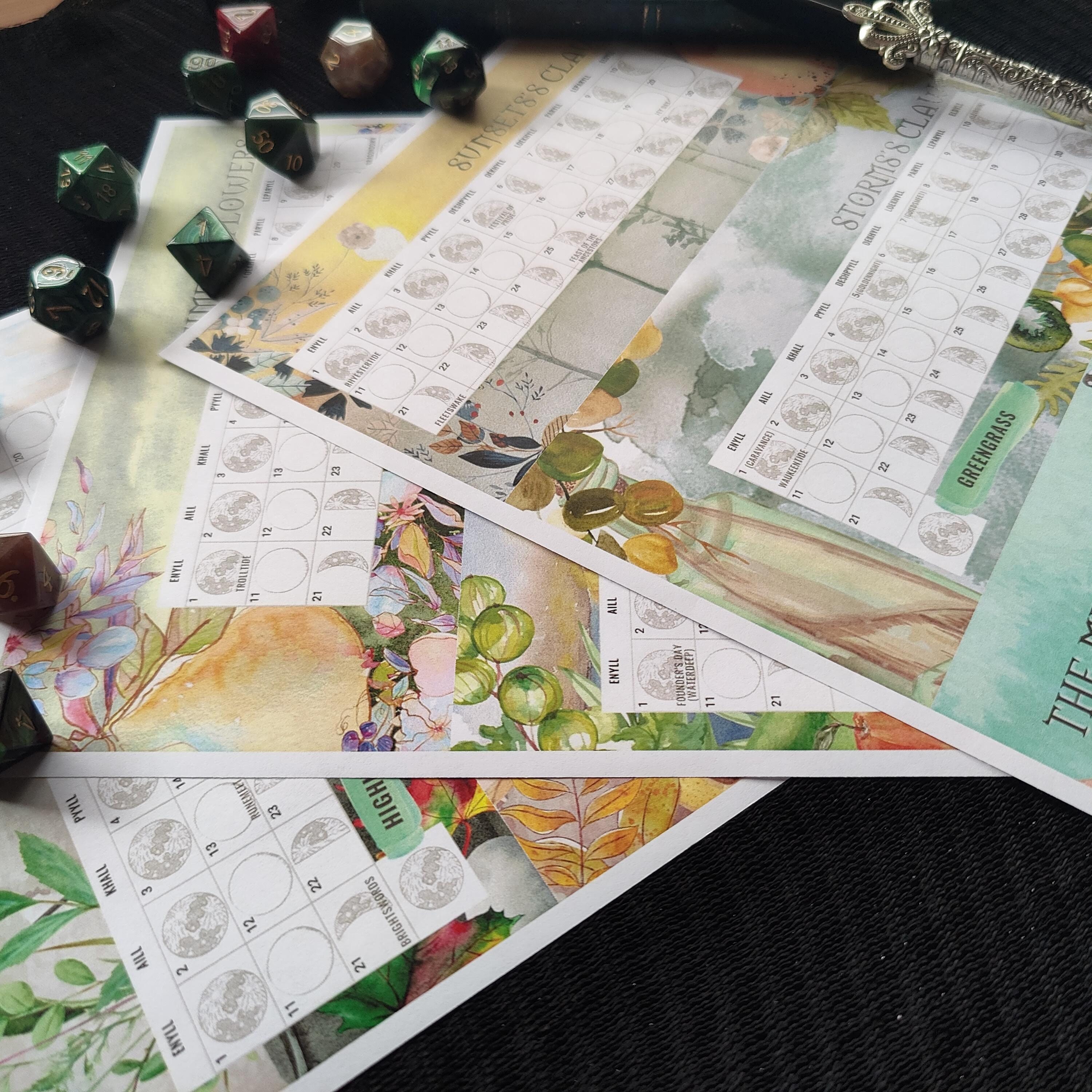 Dnd Calendar for Faerun forgotten Realms, Toril, Sword Coast Lunar ...