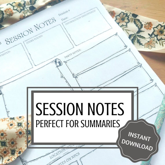 Dnd Session Notes Perfect for Session Summaries Adventure - Etsy