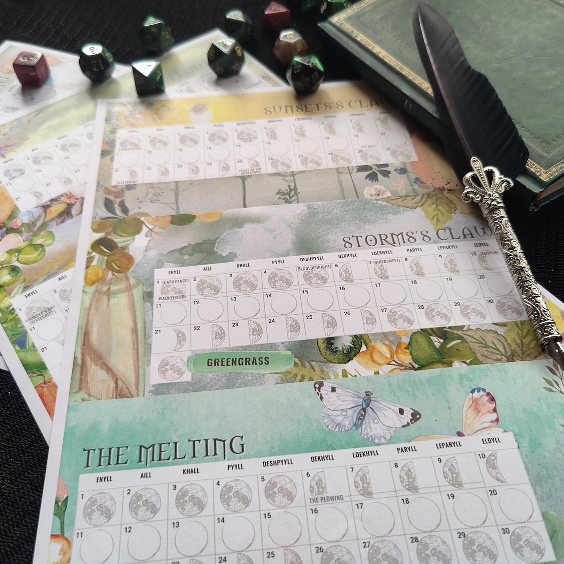 Dnd Calendar for Faerun forgotten Realms, Toril, Sword Coast Lunar ...