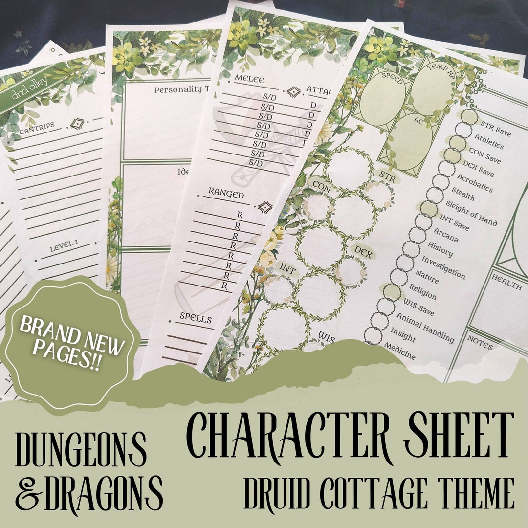 Dnd Druid Character Sheet | D&D Resources | Great for Dungeons and ...