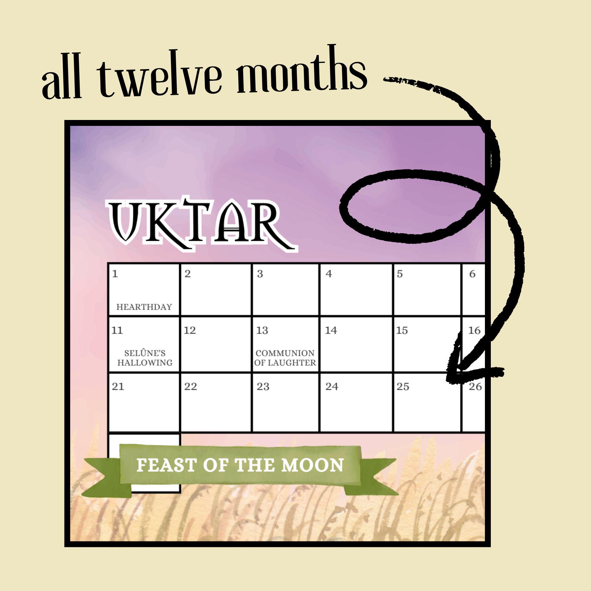 D&D Calendar | the Harptos Calendar of Faerun - Etsy