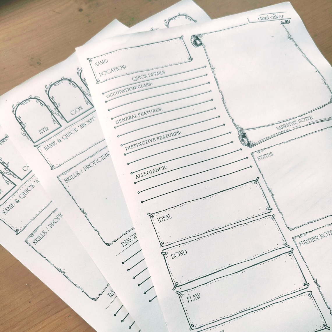 NPC Character Sheet Adventure Theme Dnd Resources - Etsy Australia