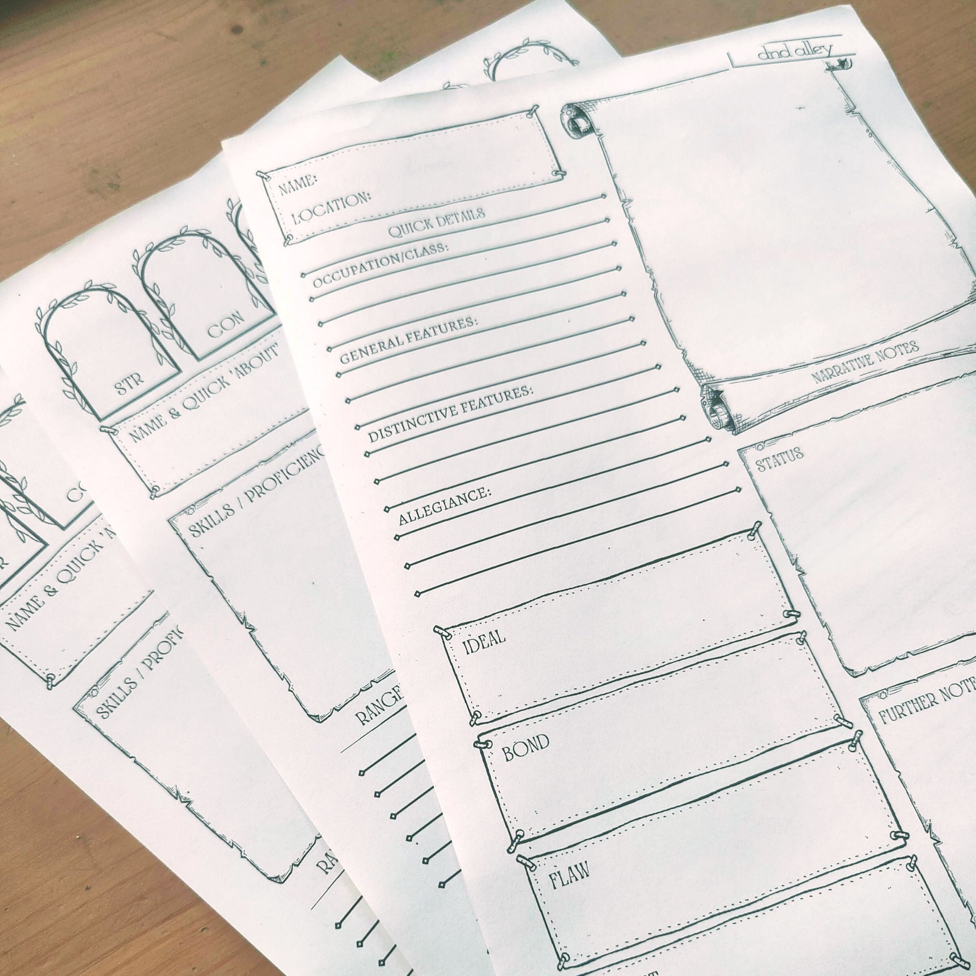 NPC Character Sheet Adventure Theme Dnd Resources - Etsy Australia