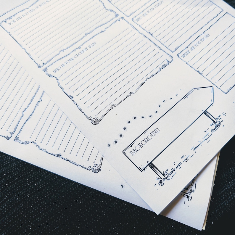 Dnd Player Character Sheet & Notes Bundle Pack Adventure Theme Dnd ...