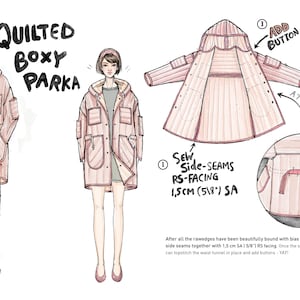 BOXY PARKA Digital Indie Sewing Pattern -pdf Download With Illustrated ...