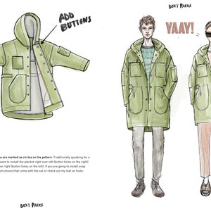 BOXY PARKA Digital Indie Sewing Pattern -pdf Download With Illustrated ...