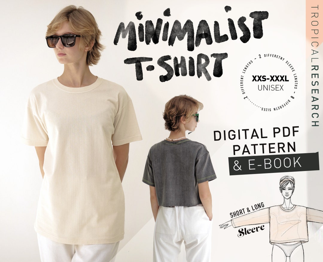 MINIMALIST T-SHIRT Pdf Indie Sewing Pattern Oversized Boxy Unisex - Etsy