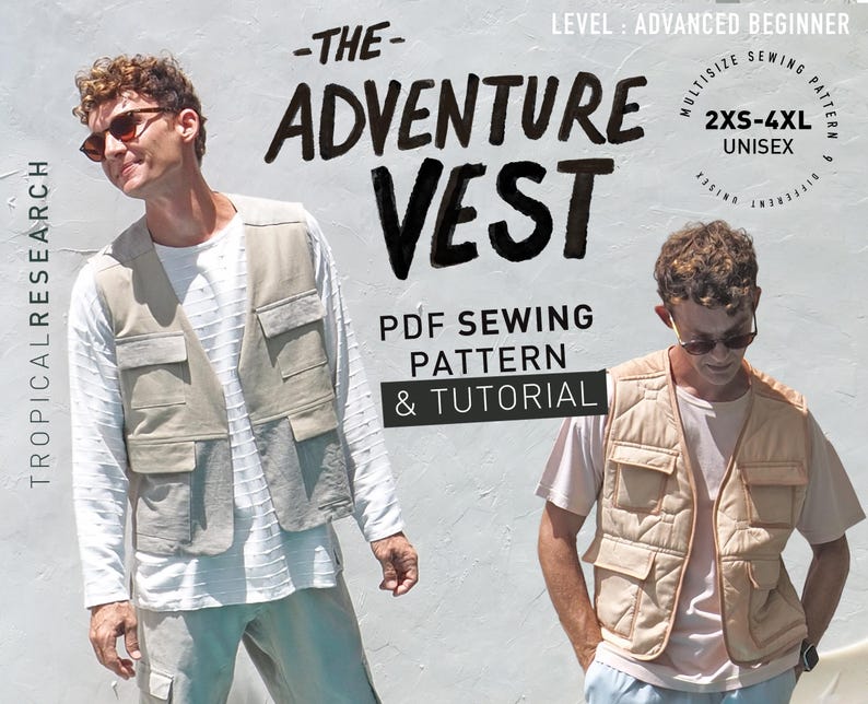 ADVENTURE VEST - PDF Sewing Pattern & Tutorial - Unisex: Xxs - 4xl - Etsy