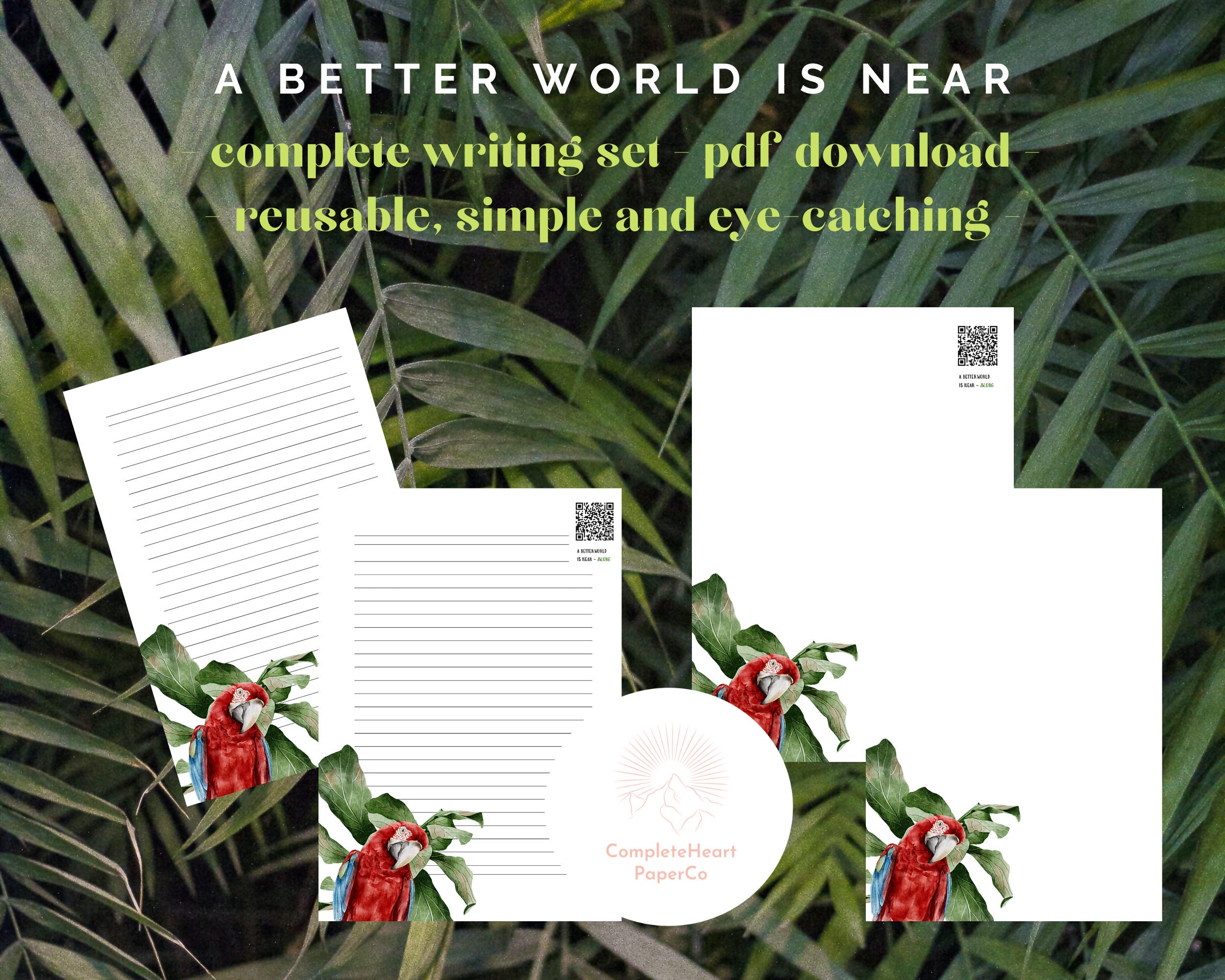 JW Paradise Animals Birds Letter Writing Paper Set Stationary Pioneer ...