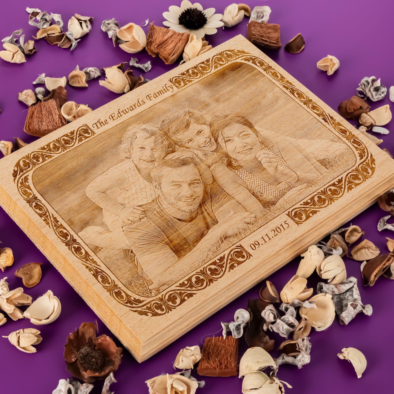 Engraved Family Portrait, Custom Family Photo Gifts for Family Reunion ...