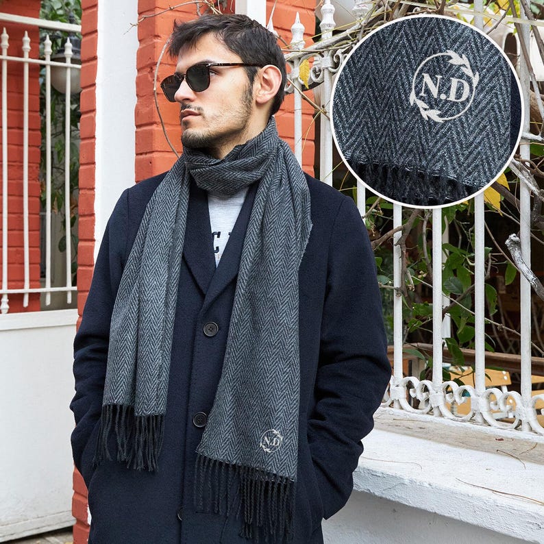 Custom Name Scarf for Men, Personalized Embroidered Winter Neck Scarf ...
