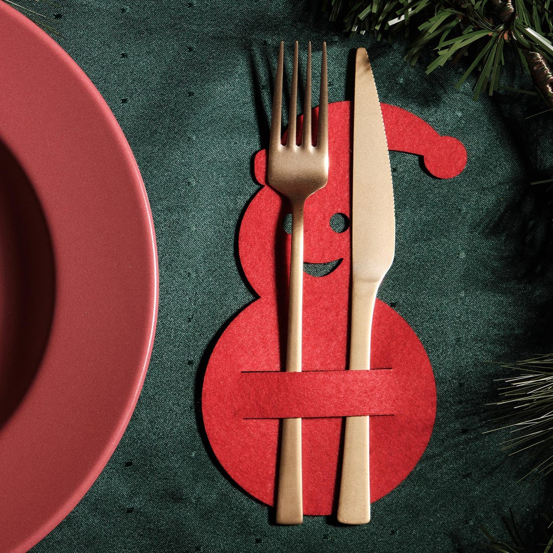 Christmas Felt Utensil Holder Set , Holiday Christmas Decor, Dining ...