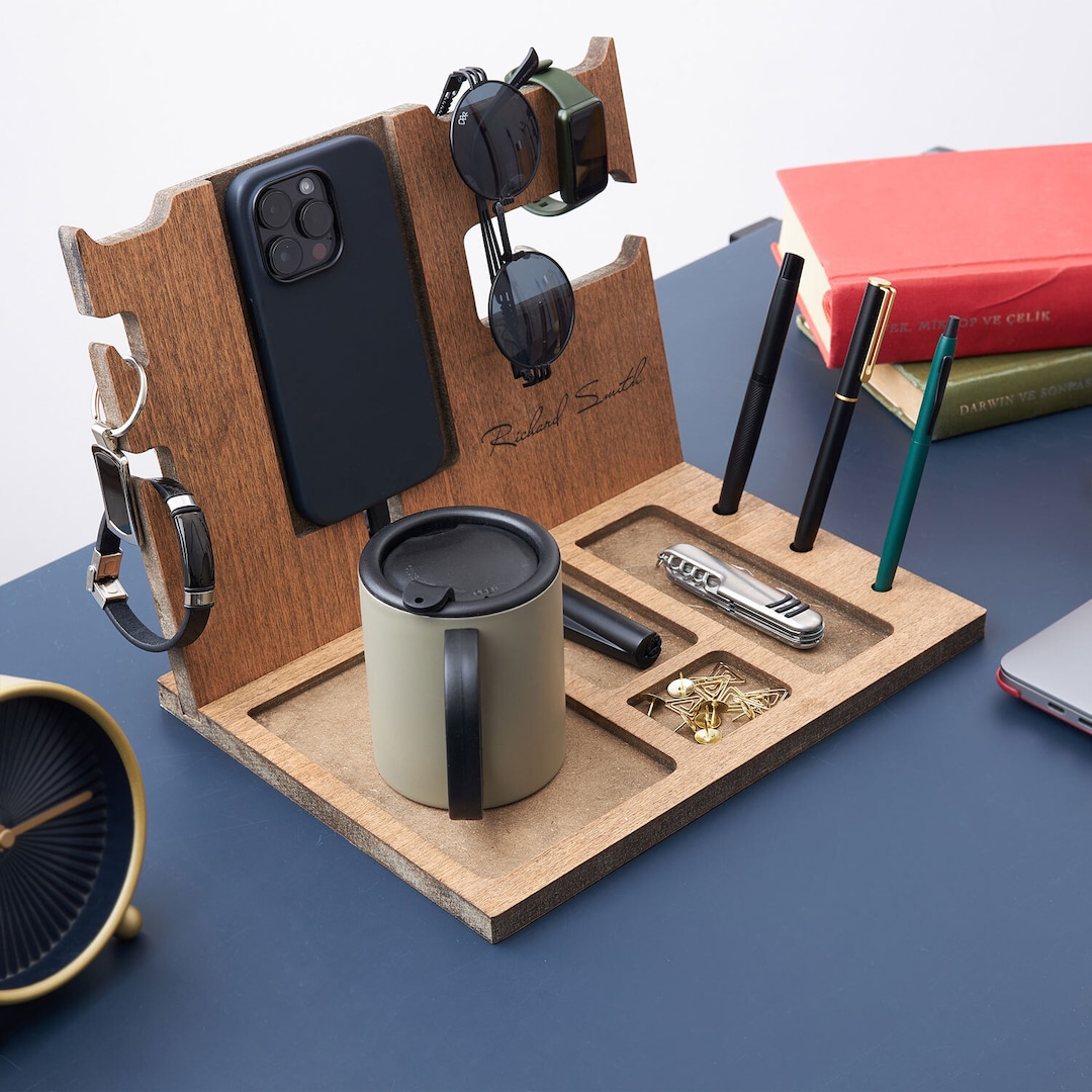Personalized Desk Organizer for Men, Personalized Docking Station ...